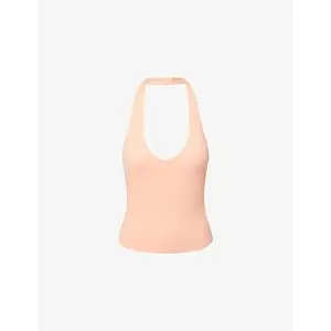 SISTERLY TRIBE Halterneck Logo Stretch-jersey Top