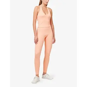 SISTERLY TRIBE Halterneck Logo Stretch-jersey Top