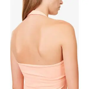 SISTERLY TRIBE Halterneck Logo Stretch-jersey Top