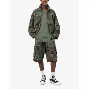 NAHMIAS Floral Embroidered Cargo Shorts - Camo