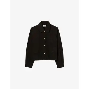 Claudie Pierlot Branded-button Denim Worker Jacket - Black Denim