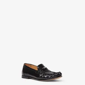 Fendi Calf Leather Scrunch Loafers - Black