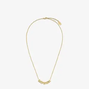 Fendi Finish Metal Chain Necklace With Logo Tag
