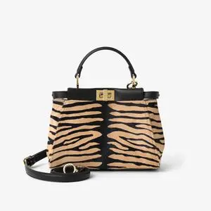 Fendi Peekaboo Mini Bag In Pony-effect Calfskin With Tiger Print