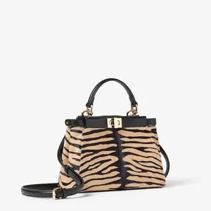 Fendi Peekaboo Mini Bag In Pony-effect Calfskin With Tiger Print