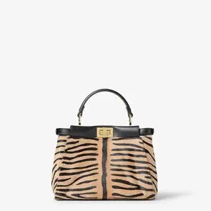 Fendi Peekaboo Mini Bag In Pony-effect Calfskin With Tiger Print