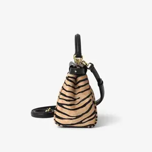 Fendi Peekaboo Mini Bag In Pony-effect Calfskin With Tiger Print