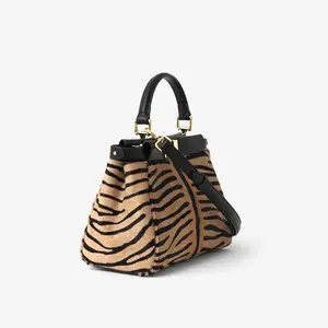Fendi Peekaboo Mini Bag In Pony-effect Calfskin With Tiger Print