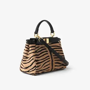 Fendi Peekaboo Mini Bag In Pony-effect Calfskin With Tiger Print