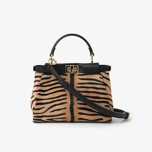 Fendi Peekaboo Mini Bag In Pony-effect Calfskin With Tiger Print