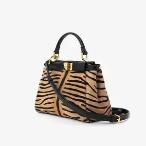 Fendi Peekaboo Mini Bag In Pony-effect Calfskin With Tiger Print