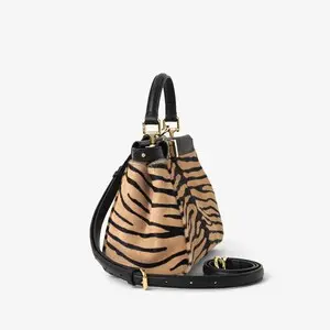 Fendi Peekaboo Mini Bag In Pony-effect Calfskin With Tiger Print