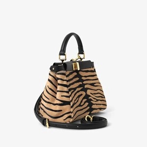 Fendi Peekaboo Mini Bag In Pony-effect Calfskin With Tiger Print