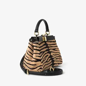 Fendi Peekaboo Mini Bag In Pony-effect Calfskin With Tiger Print