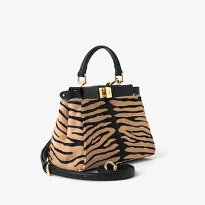 Fendi Peekaboo Mini Bag In Pony-effect Calfskin With Tiger Print