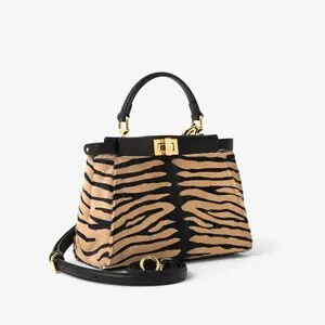 Fendi Peekaboo Mini Bag In Pony-effect Calfskin With Tiger Print