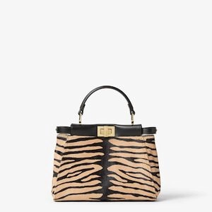 Fendi Peekaboo Mini Bag In Pony-effect Calfskin With Tiger Print