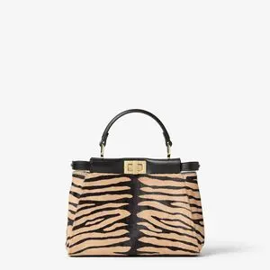 Fendi Peekaboo Mini Bag In Pony-effect Calfskin With Tiger Print