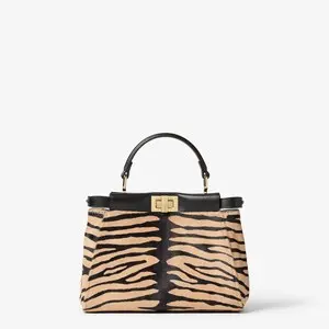 Fendi Peekaboo Mini Bag In Pony-effect Calfskin With Tiger Print