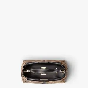 Fendi Peekaboo Mini Bag In Pony-effect Calfskin With Tiger Print - Brown
