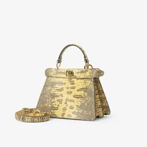 Fendi Peekaboo Iseeu Petite Bag In Light Teague Lizard