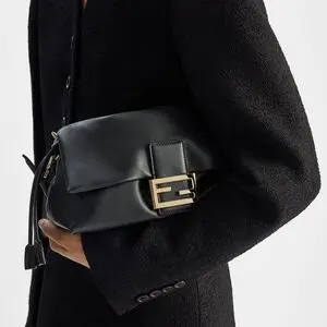 Fendi Baguette Soft Medium Bag - Black