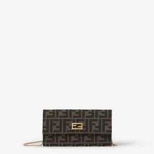 Fendi Tube Continental With Chain - Brown