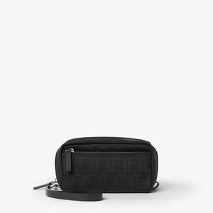 Fendi Double Zip Toiletry Case Small In Ff Zucca Jacquard - Black