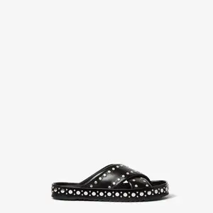 Fendi Calfskin Studded Flat Slides