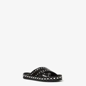 Fendi Calfskin Studded Flat Slides