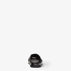 Fendi Calfskin Studded Flat Slides