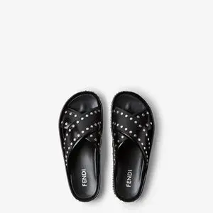 Fendi Calfskin Studded Flat Slides