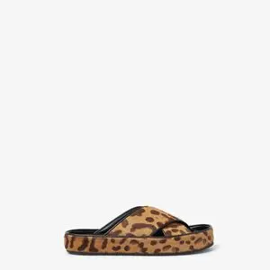 Fendi Double Flat Slides - Brown