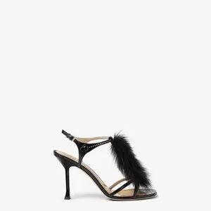 Fendi Noir Calf Leather Stiletto Sandals - Black