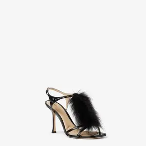 Fendi Noir Calf Leather Stiletto Sandals