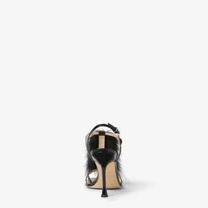 Fendi Noir Calf Leather Stiletto Sandals