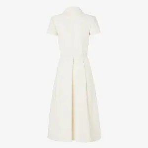 Fendi Ivory Wool Silk A-line Dress With Belt - White