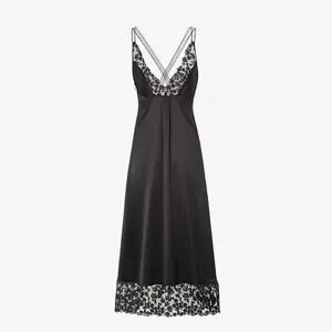 Fendi Silk Midi Slip Dress With Embroidered Straps