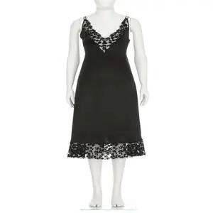 Fendi Silk Midi Slip Dress With Embroidered Straps - Black