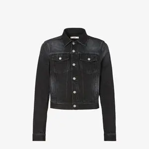 Fendi Organic Cotton Denim Jacket With Logo Patch - Black