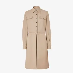 Fendi Cotton Shirt Dress With Belt - Beige