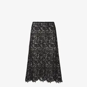 Fendi Macramé Lace Midi Skirt - Black