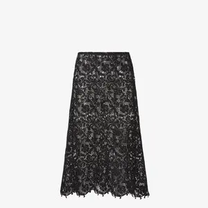 Fendi Macramé Lace Midi Skirt - Black