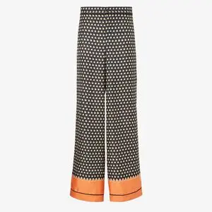 Fendi Silk Georgette Trousers With Optical Waves Motif - Multicolour