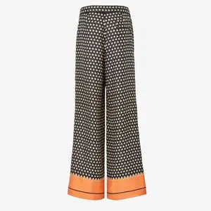 Fendi Silk Georgette Trousers With Optical Waves Motif