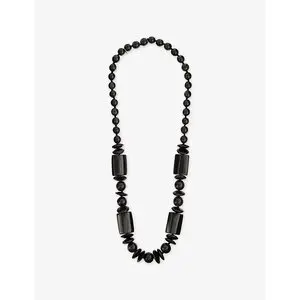 MOSQUITO Comporta Cow-horn Beaded Necklace - Black  Silver
