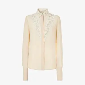 Fendi Georgette Shirt With Lace Inserts - Beige