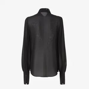 Fendi Silk Shirt With Peonia Lace Inserts