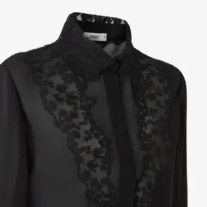 Fendi Silk Georgette Shirt With Peonia Lace Inserts