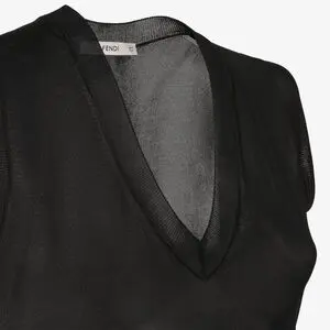 Fendi V-neck Sleeveless Silk Organza Top